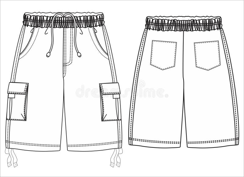 Cargo Shorts Outline Artwork Design Stock Vector - Illustration of ...