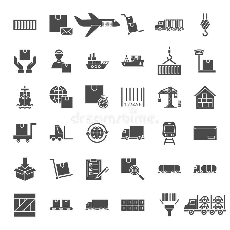 Cargo Solid Web Icons stock illustration. Illustration of vessel ...