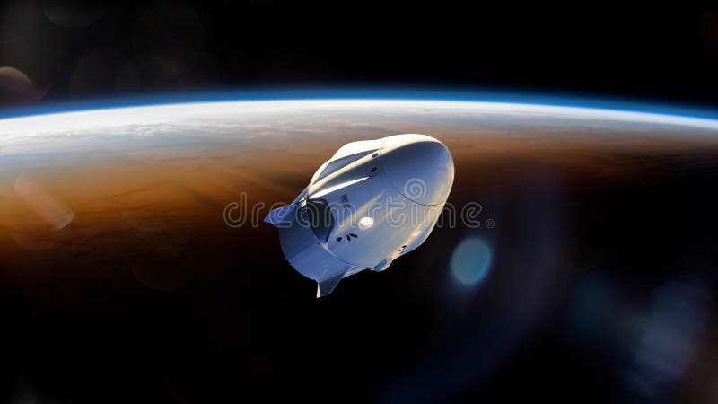 Cargo Spacecraft in Low-Earth Orbit. Elements of this Image Furnished ...