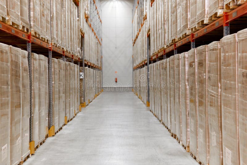Cargo Storing at Warehouse Shelves Stock Image - Image of storage ...