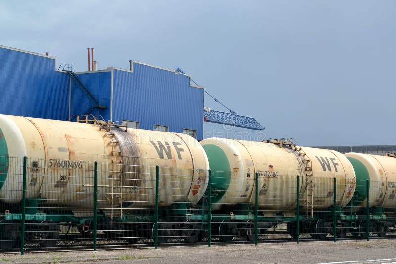 Cargo Structure with Oil Products at Railway Station Editorial Stock ...