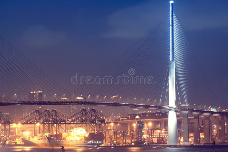 Cargo Terminal and bridge stock photo. Image of city - 20550830