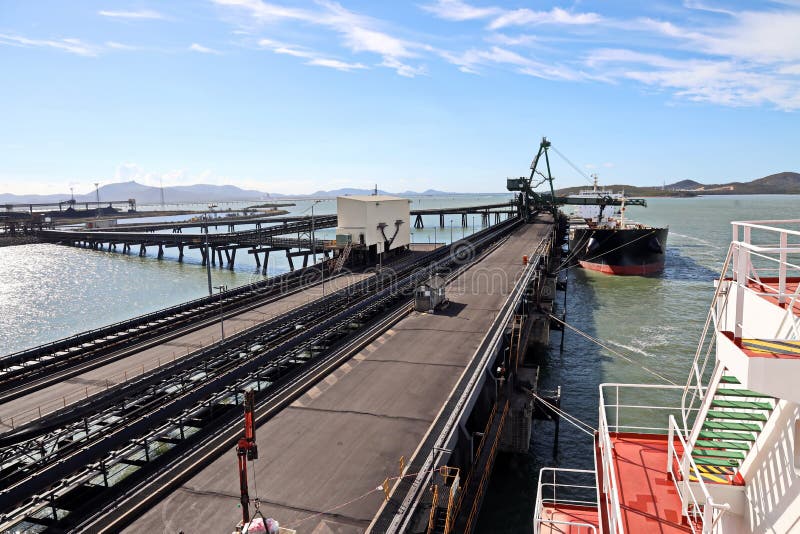 Cargo Terminal for Loading Coal Cargos by Shore Cranes. Port Gladstone ...