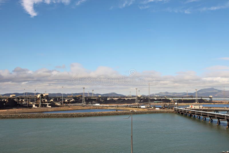 Cargo Terminal for Loading Coal Cargos by Shore Cranes. Port Gladstone ...