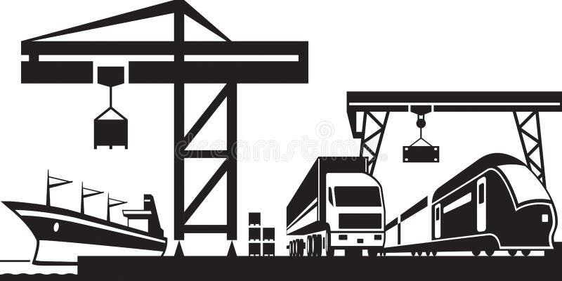 Container-Terminal stock vector. Illustration of harbor - 18078228