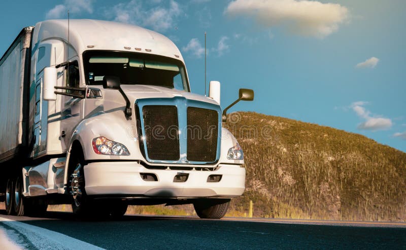 Cargo Trailer on a Highway in the Middle of the Day. Concept of Parcel ...