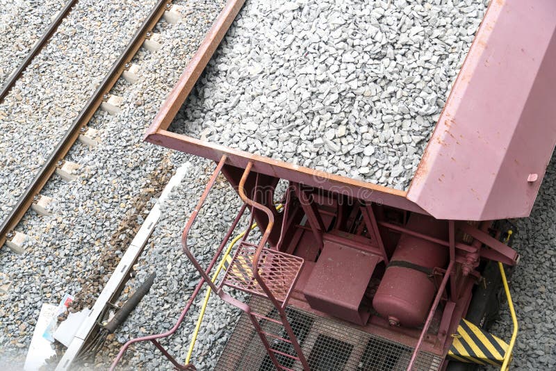 Cargo Train with Aggregate Stones Above Stock Photo - Image of platform ...