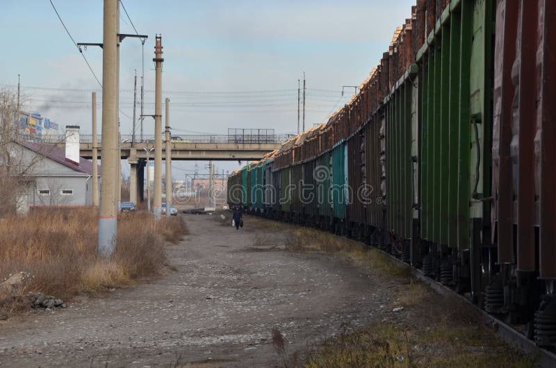 A Cargo Train with Bridge on Background Editorial Image - Image of ...