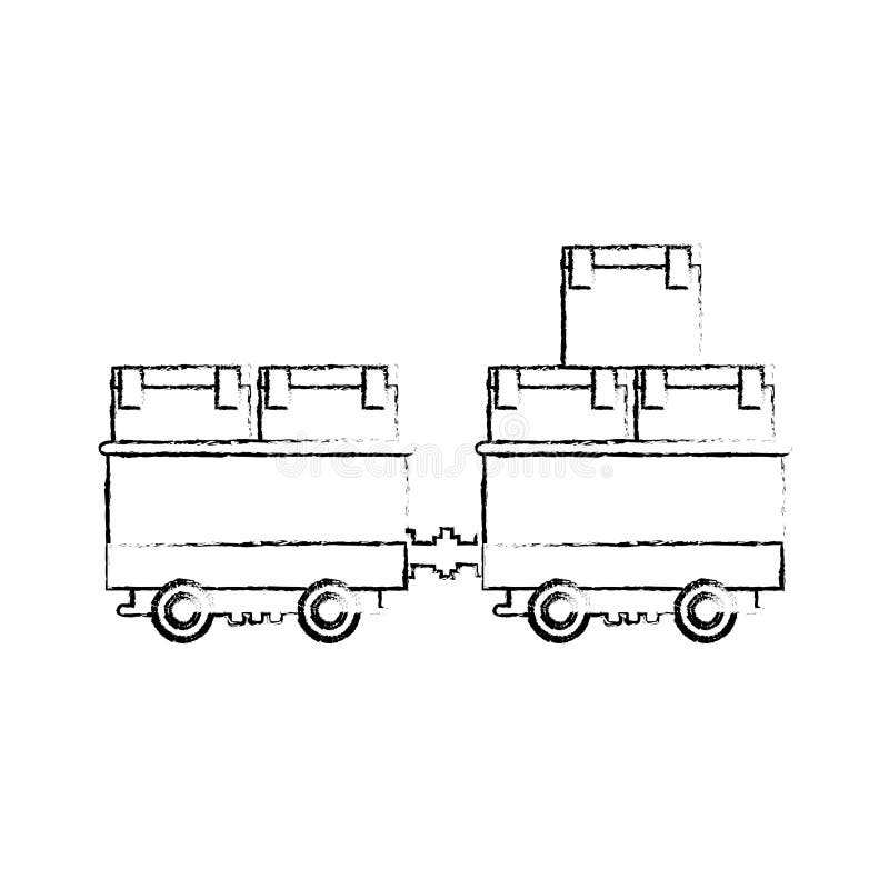 Cargo Train with Cardboard Boxes Side View Container Stock Vector ...