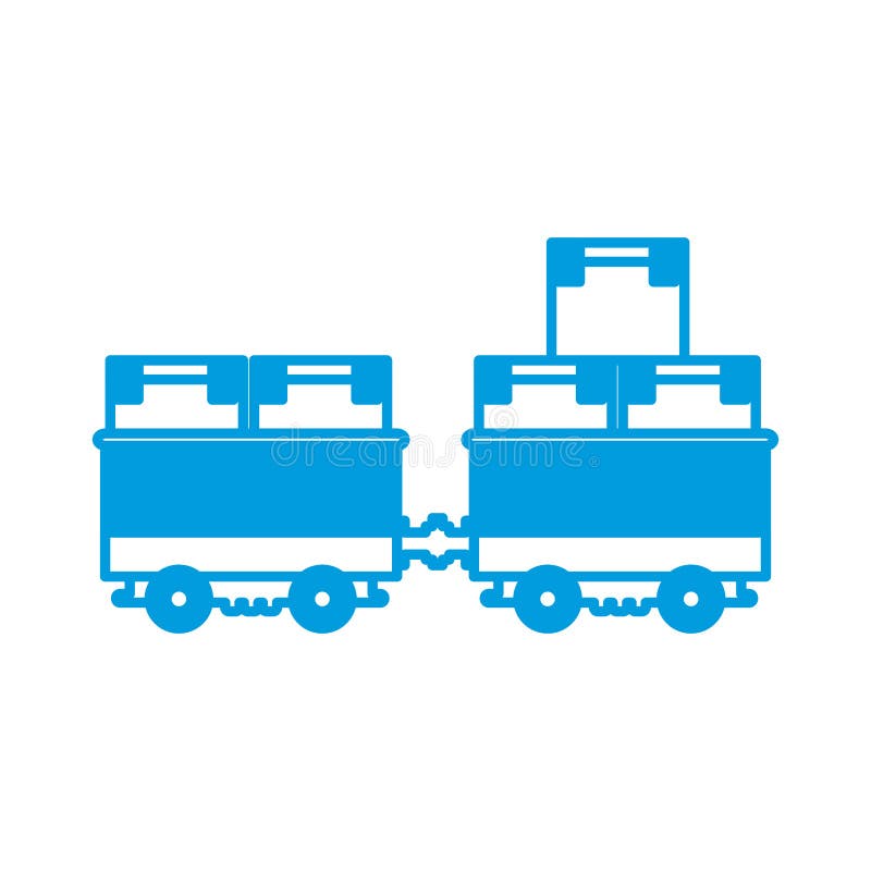 Cargo Train with Cardboard Boxes Side View Container Stock Vector ...