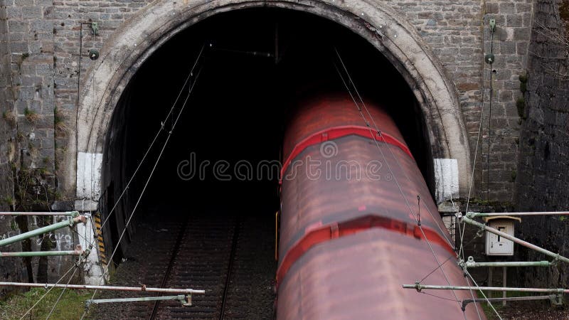 Cargo Train Drives into a Tunnel Stock Footage - Video of germany ...