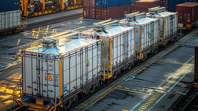 Cargo Train at a Freight Terminal Stock Illustration - Illustration of ...