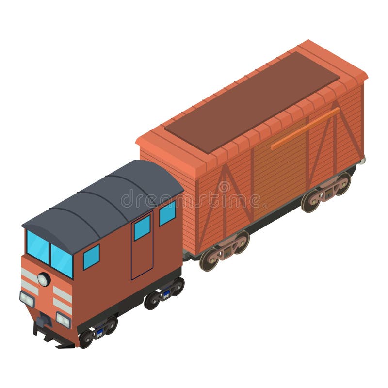 Cargo Train Icon, Isometric Style Stock Vector - Illustration of ...