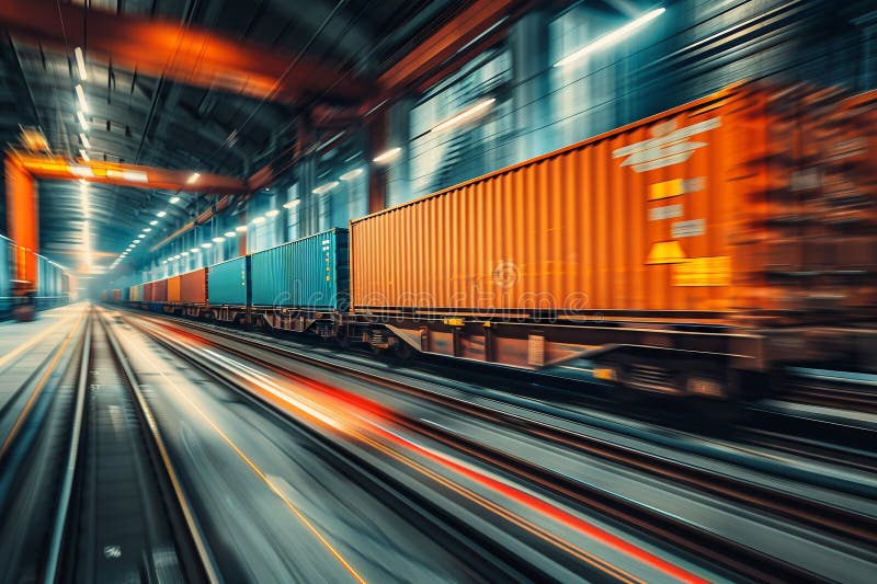 Cargo Train with Intermodal Containers Racing Along, a Metaphor for the ...
