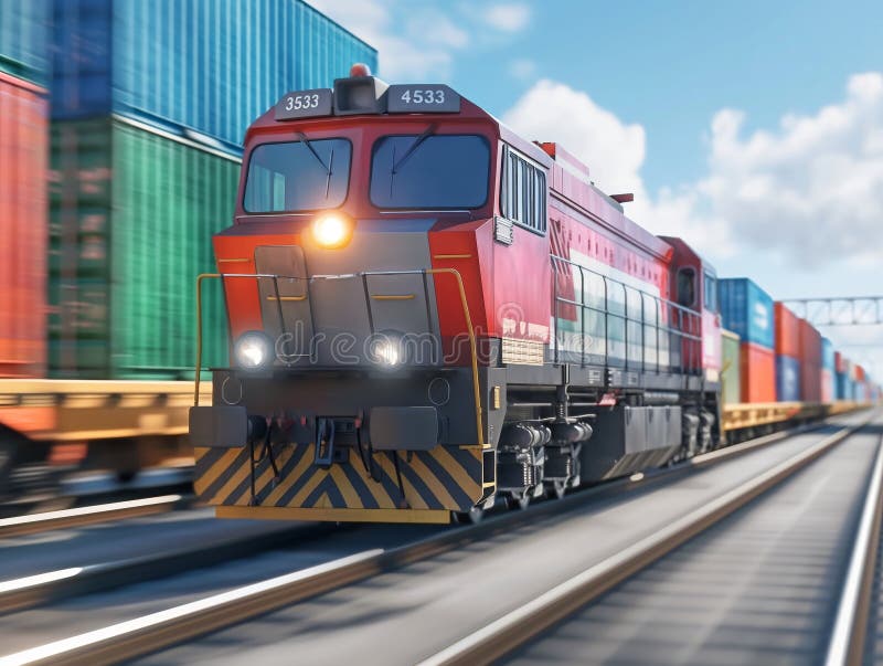 Efficient Cargo Movement: Rail Freight Dynamics Stock Photo - Image of ...