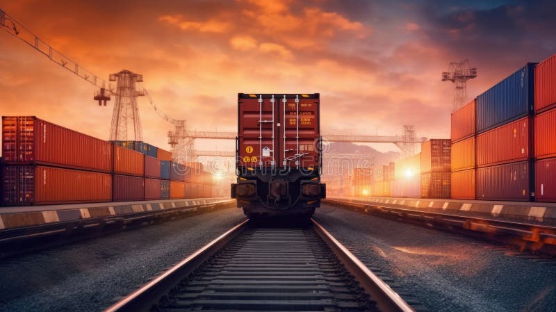 Cargo Train Platform. Train Container Cargo. Generative AI Stock ...