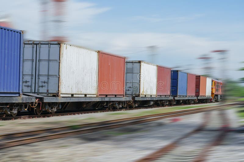 Cargo Train Platform Transport the Container Stock Image - Image of ...