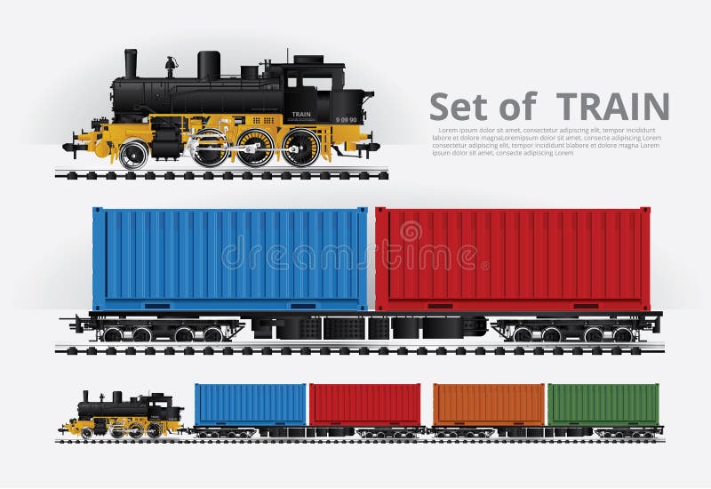 Cargo train on a rail road stock vector. Illustration of route - 103115202