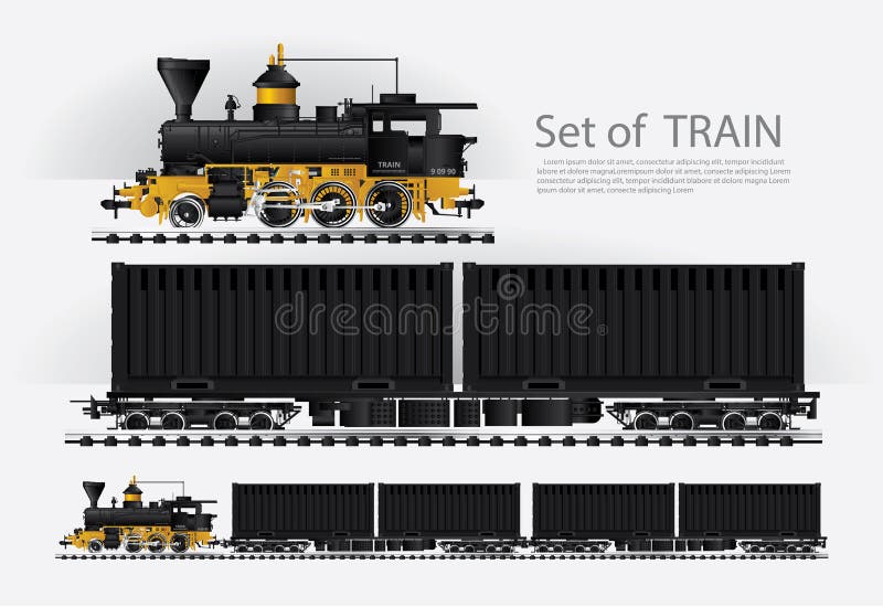 Cargo train on a rail road stock vector. Illustration of locomotive ...