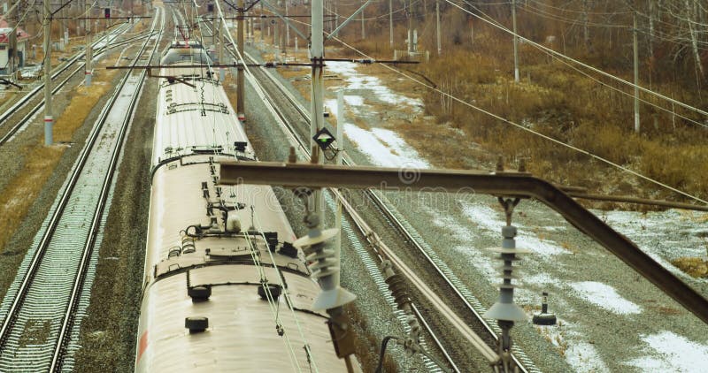 Cargo Train. Railway Tracks, Wagons and Wheels of a Freight Train Stock ...