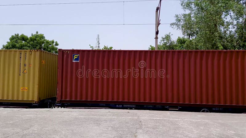 Cargo Train Standing at Platform from Flat Angle Stock Footage - Video ...