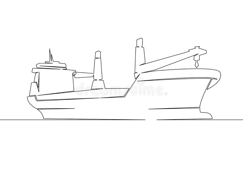 Cargo Ship One Line Drawing Stock Illustrations – 105 Cargo Ship One ...