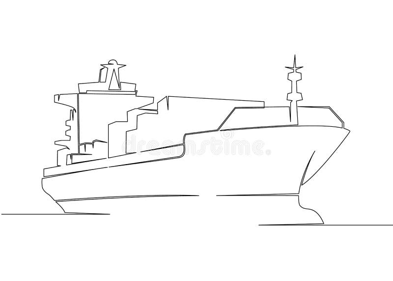 Cargo Ship One Line Drawing Stock Illustrations – 107 Cargo Ship One ...