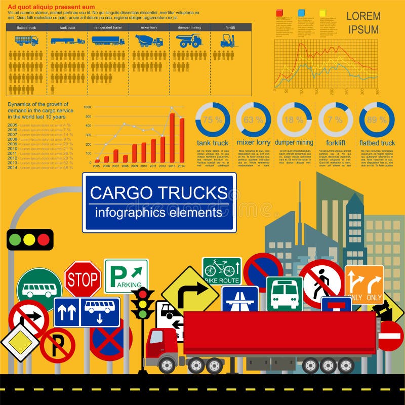 Cargo Transportation Infographics, Trucks, Lorry. Elements Infographics ...