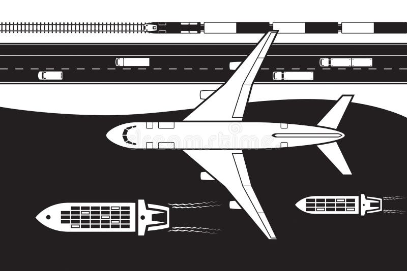 Cargo Transportation by Land, by Air and by Sea Stock Vector ...