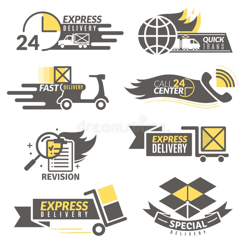 Shipping, Transportation Logo Or Label. Cargo Transport, Delivery Set ...