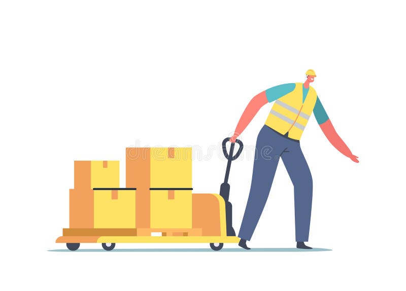 Cargo Transportation, Storage Logistic Concept. Worker in Uniform Pull ...