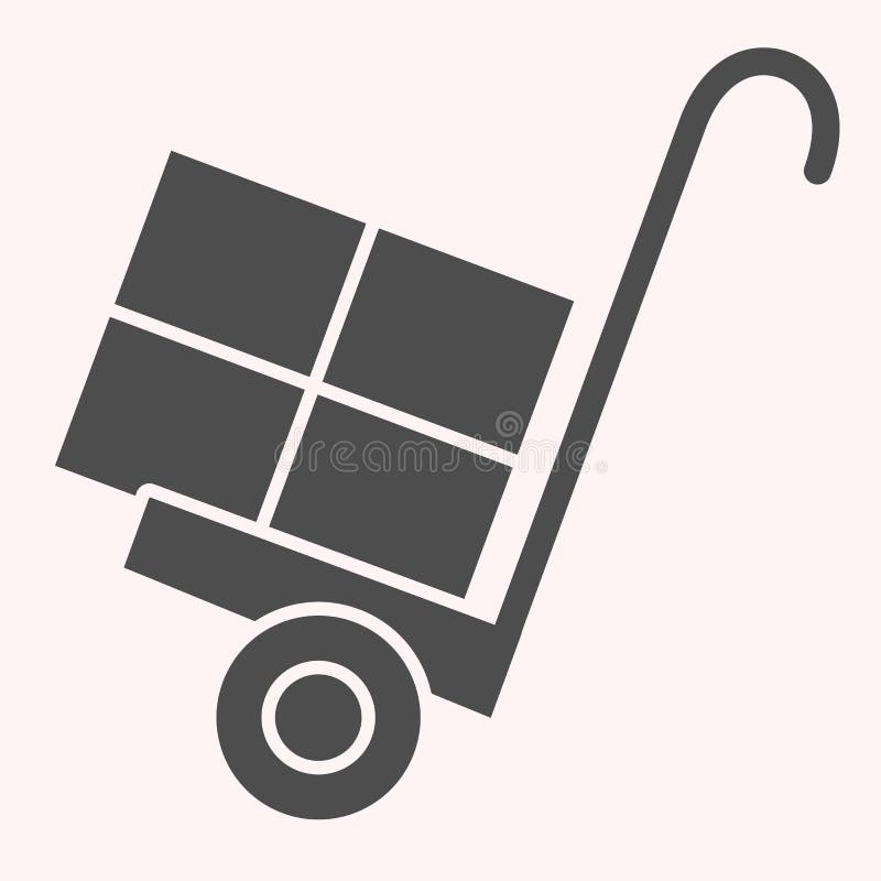 Cargo Trolley Glyph Icon. Package Delivering Cart with Handle Stock ...