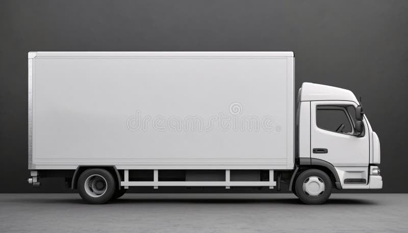 Cargo Truck with Blank Side Mock Up on City Streets, AI Generated Stock ...