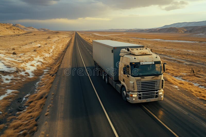 Cargo Truck. Truck with Container on Road, Cargo Transportation Concept ...