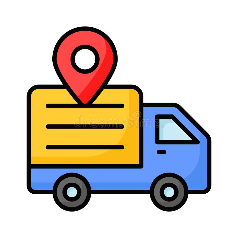 Cargo Truck with Map Pin Showing Concept Icon of Cargo Location ...