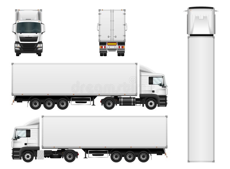 Cargo Truck Trailer Vector Template Stock Vector - Illustration of ...