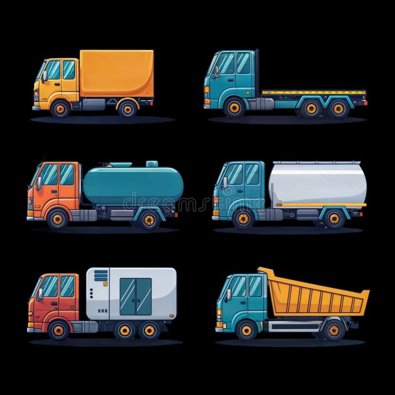 Cargo Trucks for Cargo Transportation Vector Set Stock Image ...