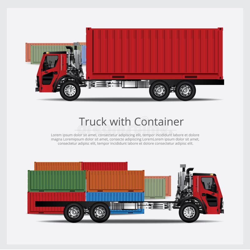Cargo Trucks Transportation with Container Isolated Stock Vector ...