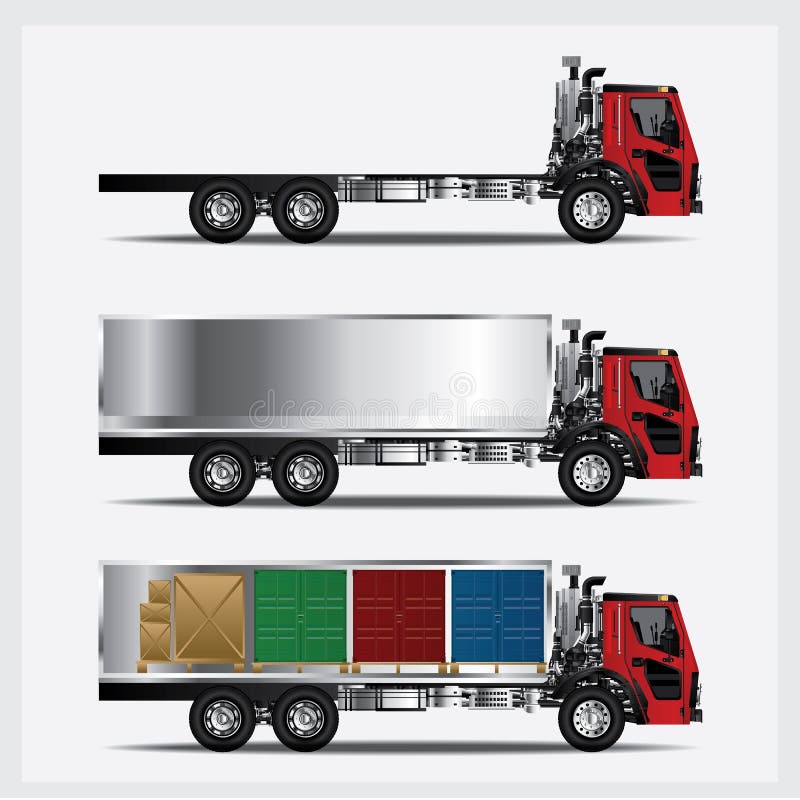 Cargo Trucks Transportation with Container Isolated Stock Vector ...