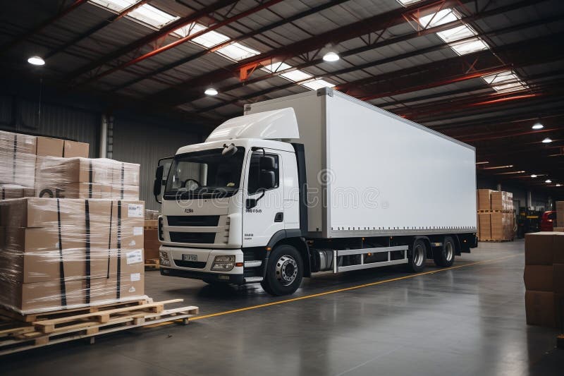Cargo Unloading in Warehouse by Truck. AI Stock Illustration ...