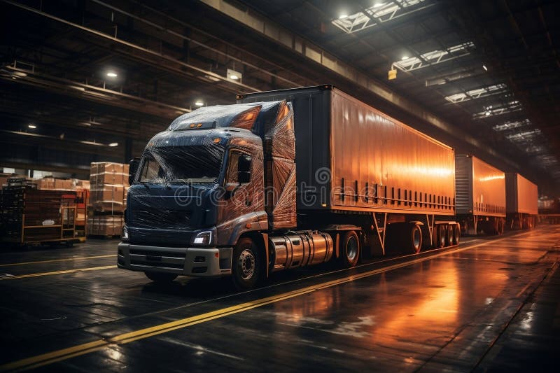 Cargo Unloading in Warehouse by Truck. AI Stock Illustration ...