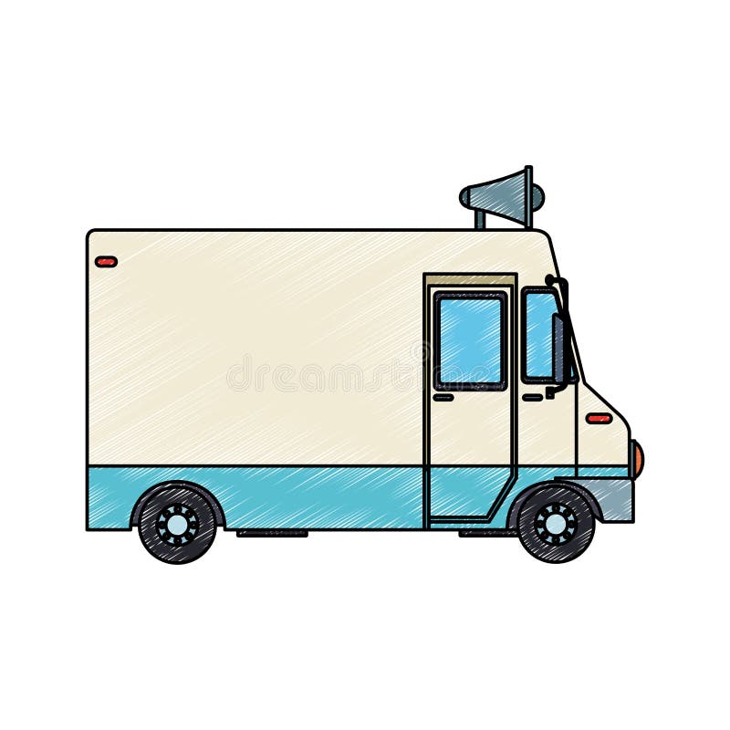 Cargo Van with Bullhorn Scribble Stock Vector - Illustration of ...