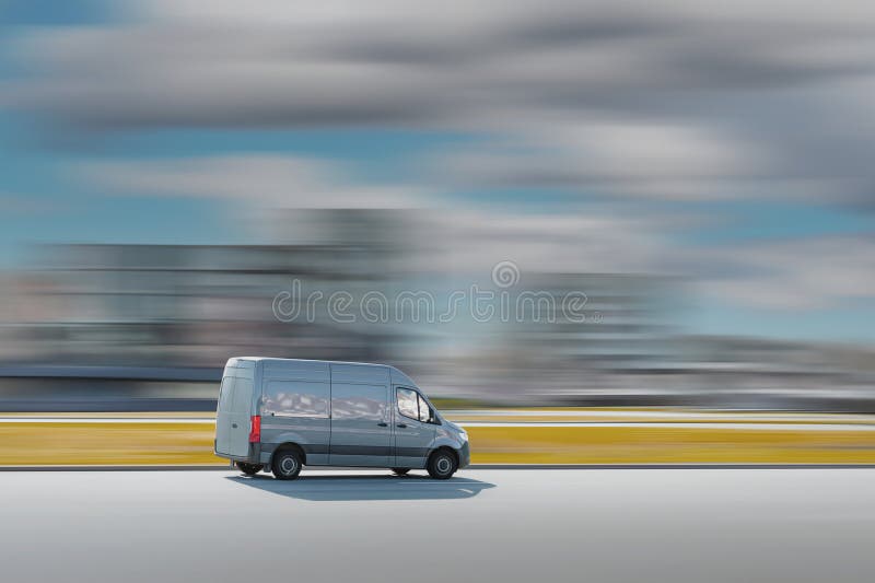 Cargo Van Driving Down the Street Stock Image - Image of logistic ...