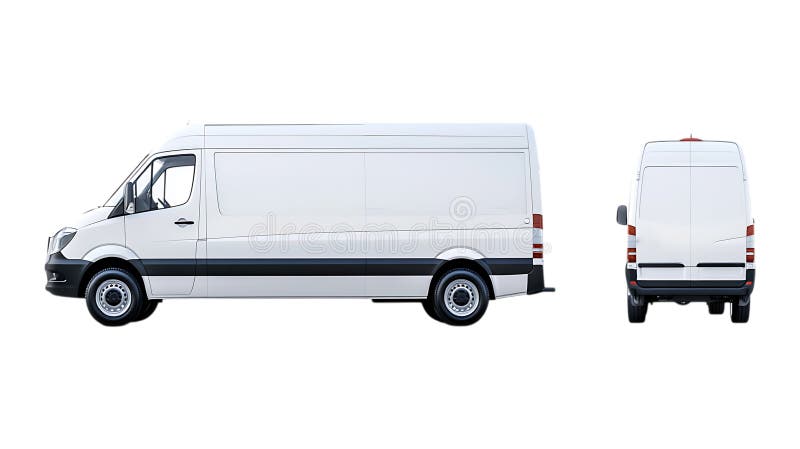 Cargo Van Front View Set in Three Different Poses on Transparent ...