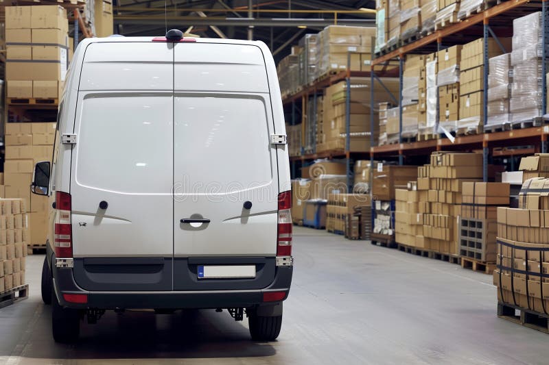Cargo Van Parked at a Warehouse Loading Boxes. Generative AI Stock ...
