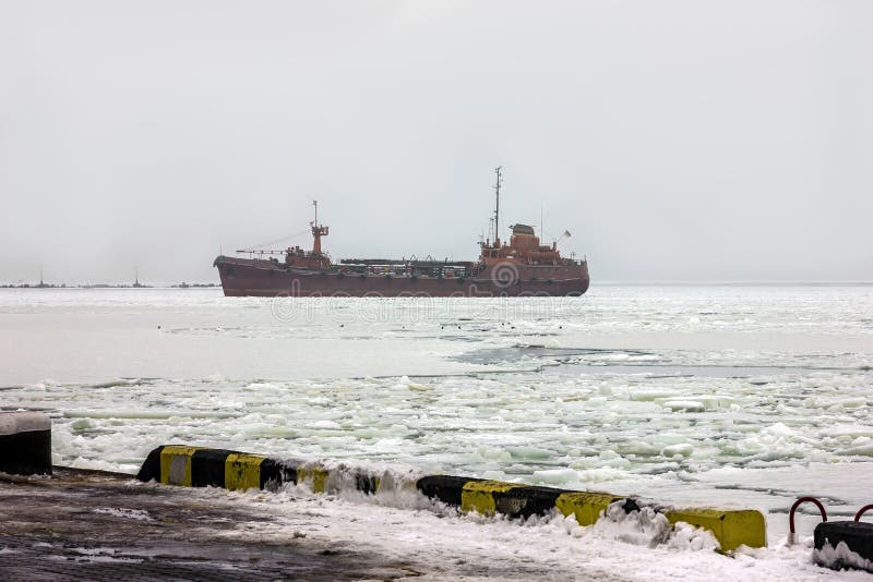 Cargo Vessel Sailing in Winter Stock Image - Image of code, delivering ...