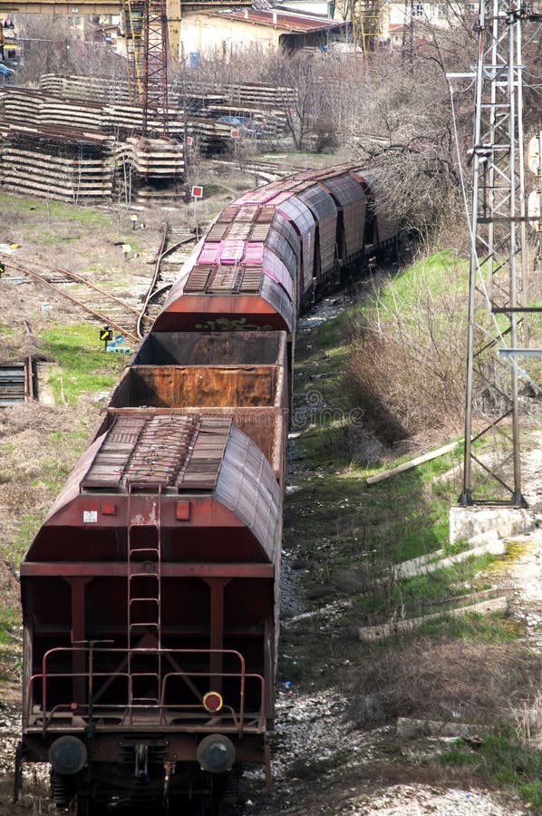 Cargo wagons on railroad stock photo. Image of travel - 67968808