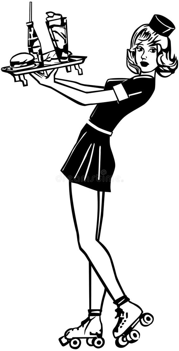 Carhop 3 stock vector. Illustration of drinks, waitressing - 42098549