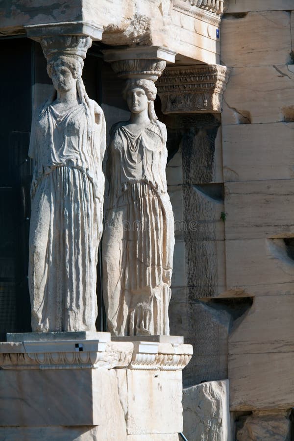 Cariátides imagen de archivo. Imagen de famoso, ruinas - 19873969
