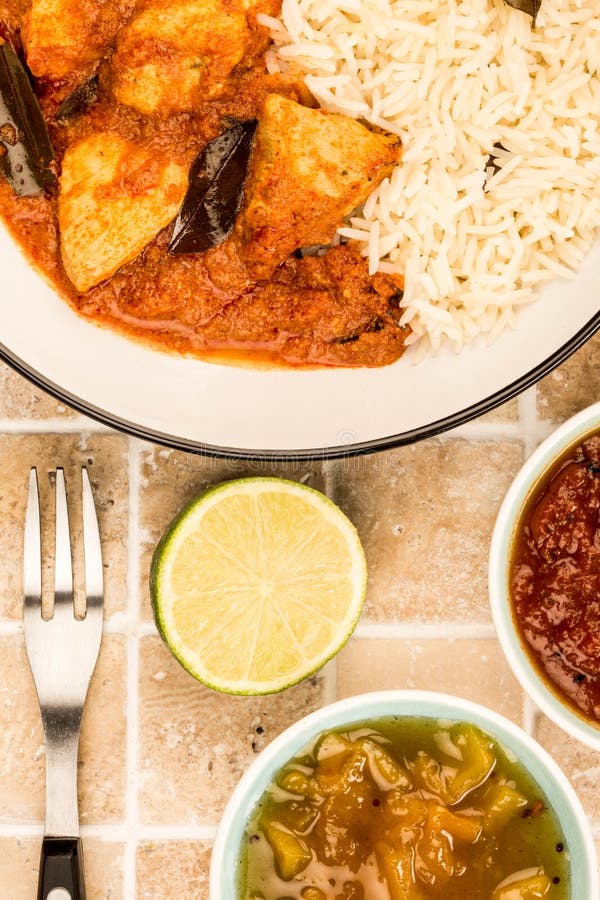 Cari De Madras De Poulet Avec Du Riz D'un Plat Image stock - Image du ...